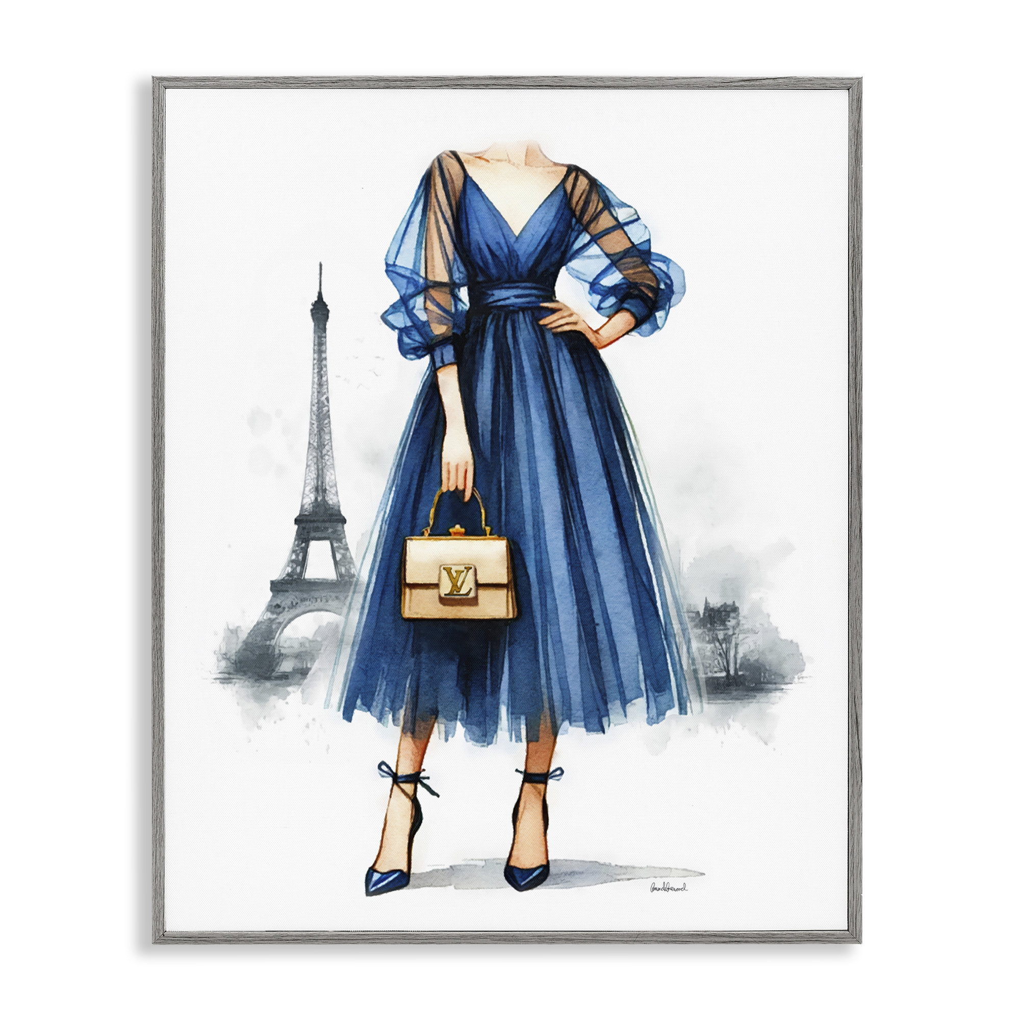 Fleur De Lis Living Parisian Fashion Woman Framed Giclee Art by Amanda ...