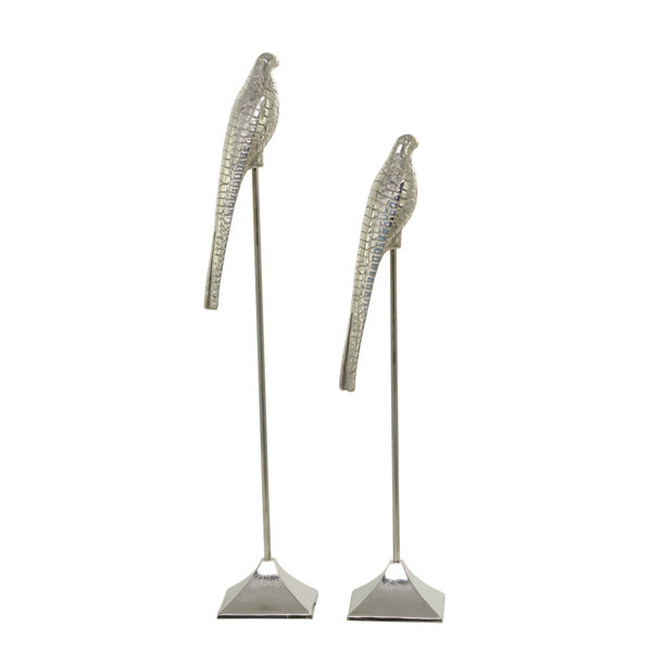 Lark Manor™ Aireona 2 Piece Eclectic Aluminum Bird Statue Set | Wayfair