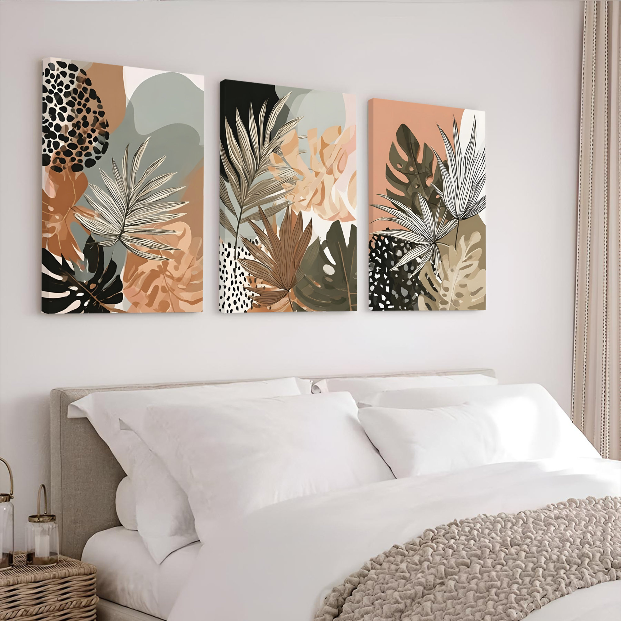 Latitude Run® Tropical Leaf Print Canvas Wrapped Wall Art, Modern Boho ...