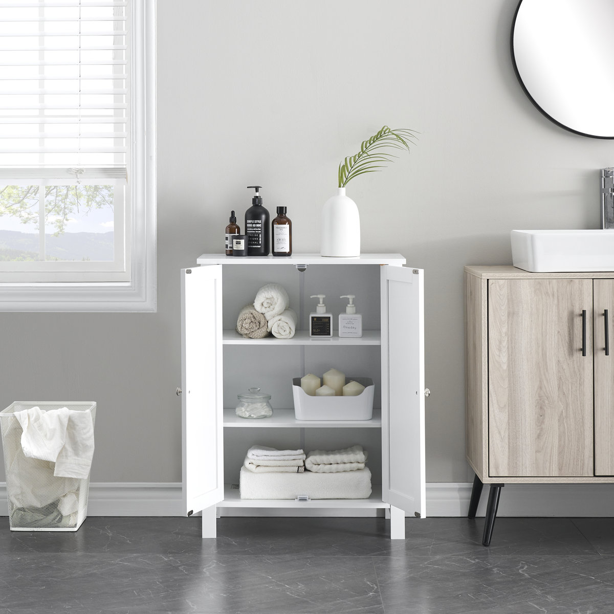 Red Barrel Studio® Freestanding Bathroom Line Cabinet & Reviews | Wayfair