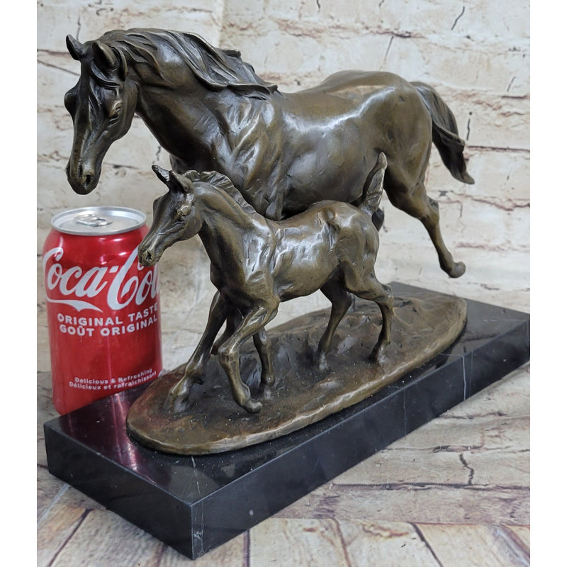 Canora Grey Vintage Detailed Bronze Horse Foal Figure Cast Solid Metal ...