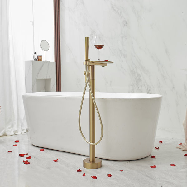 VIBRANTBATH Floor Mounted Freestanding Tub Filler with Diverter and ...