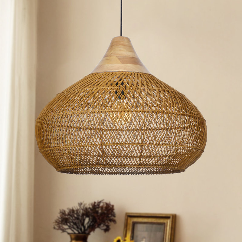 Bayou Breeze Bridin 1 - Light Natural Geometric Pendant | Wayfair