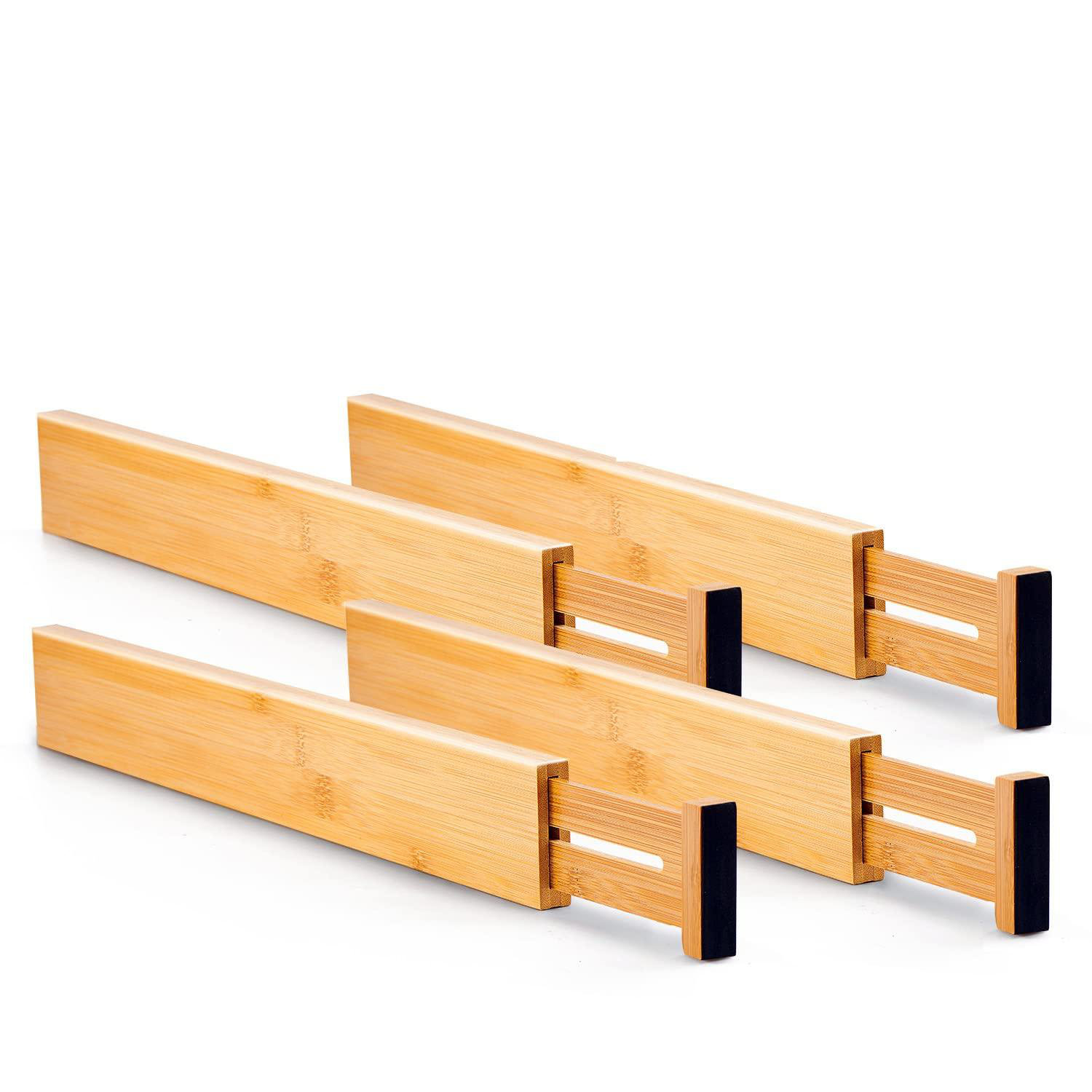 Hokku Designs 4 Pcs Bamboo Kitchen Drawer Dividers Large, Adjustable ...