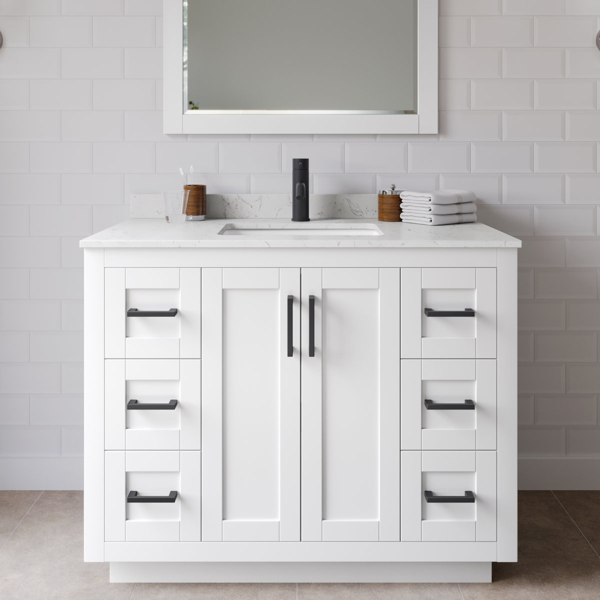 Wyndham Collection Miranda 42" Freestanding Single Bathroom Vanity with ...