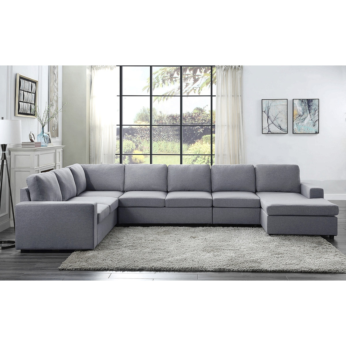Latitude Run® Modular Linen Sectional Sofa With Reversible Chaise | Wayfair