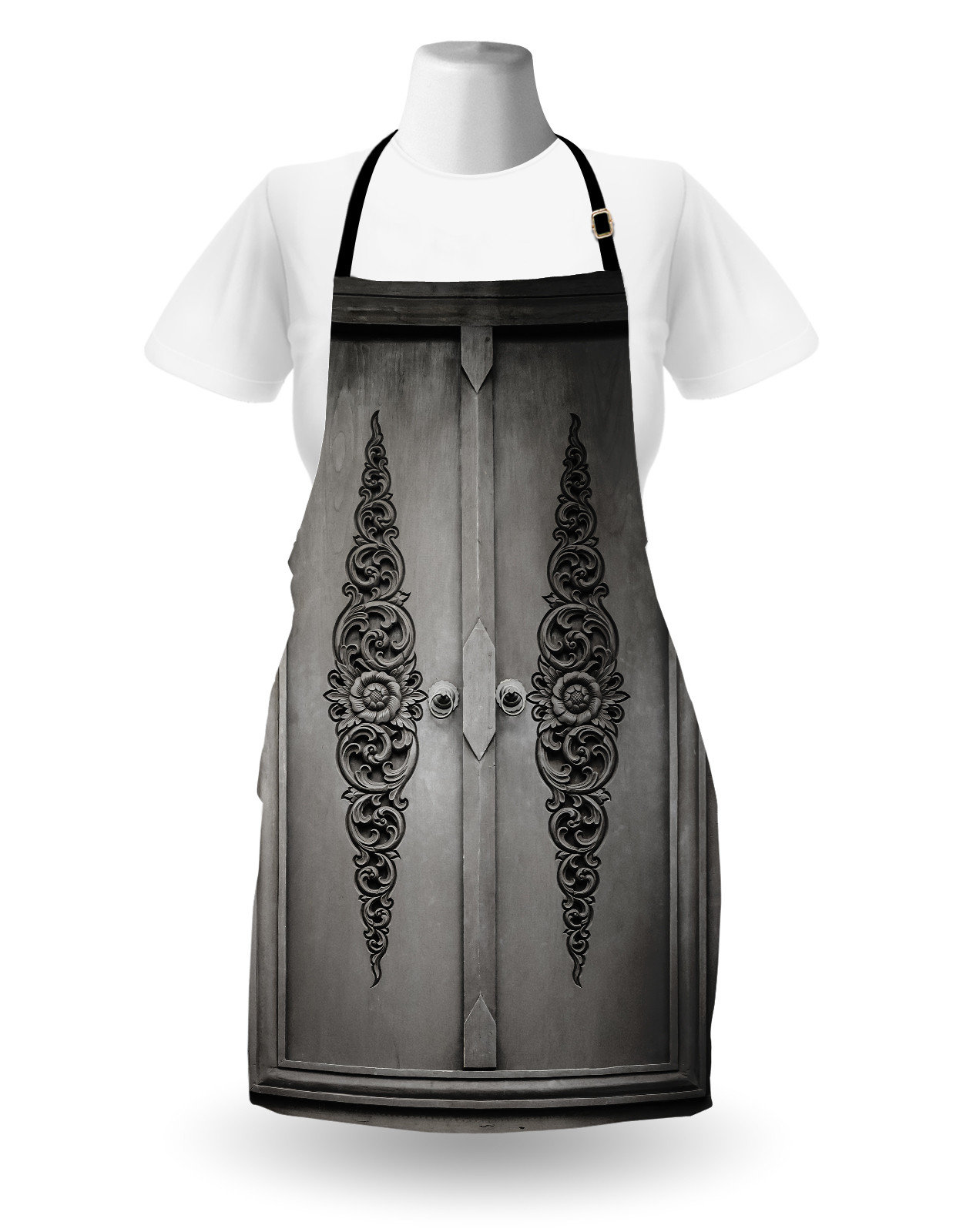 Dakota Fields Grey Apron Unisex Antique Floral Pattern Adult Size Grey ...