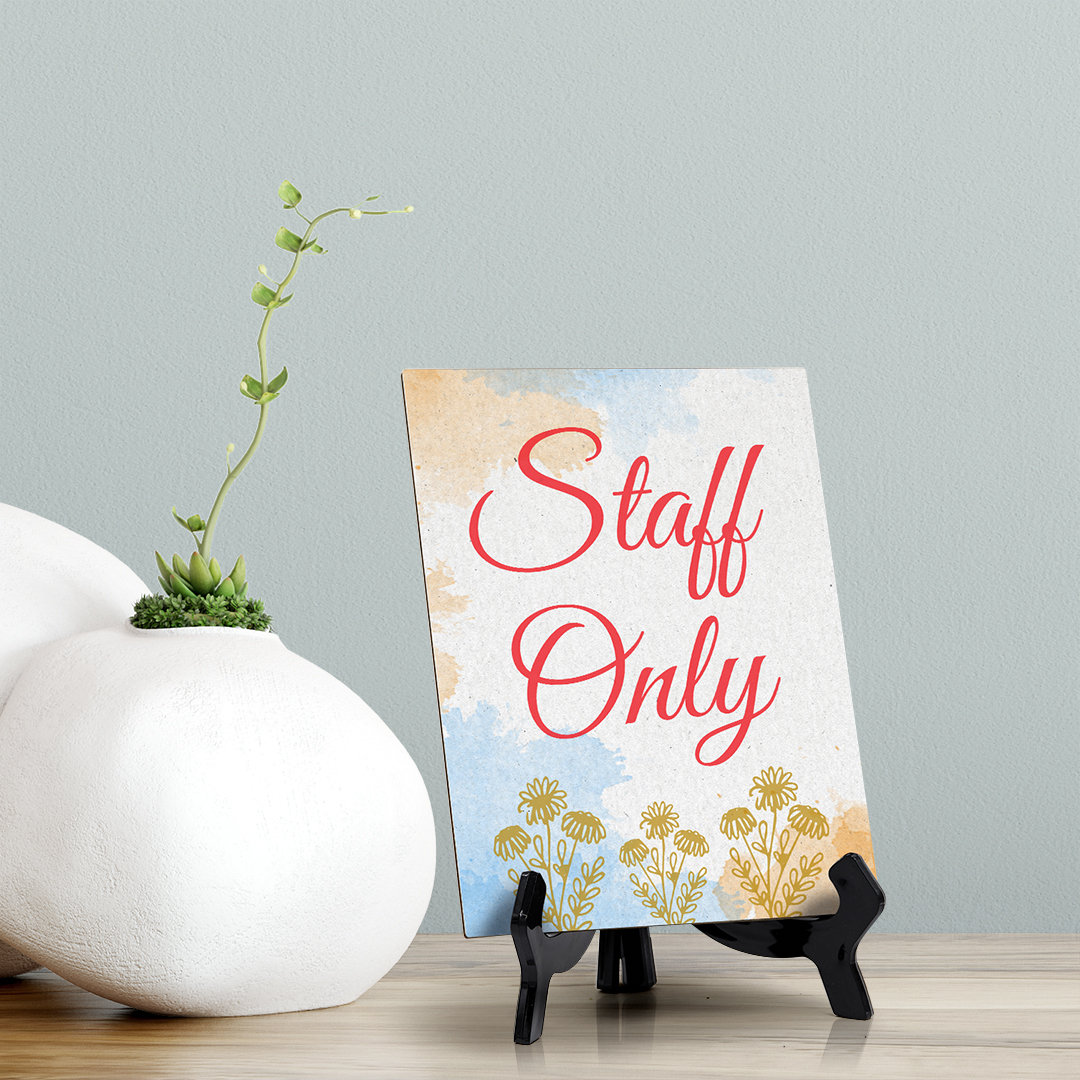 Signs ByLITA Signs Bylita Staff Only, Blue Watercolor Table Sign (6 X 8 ...