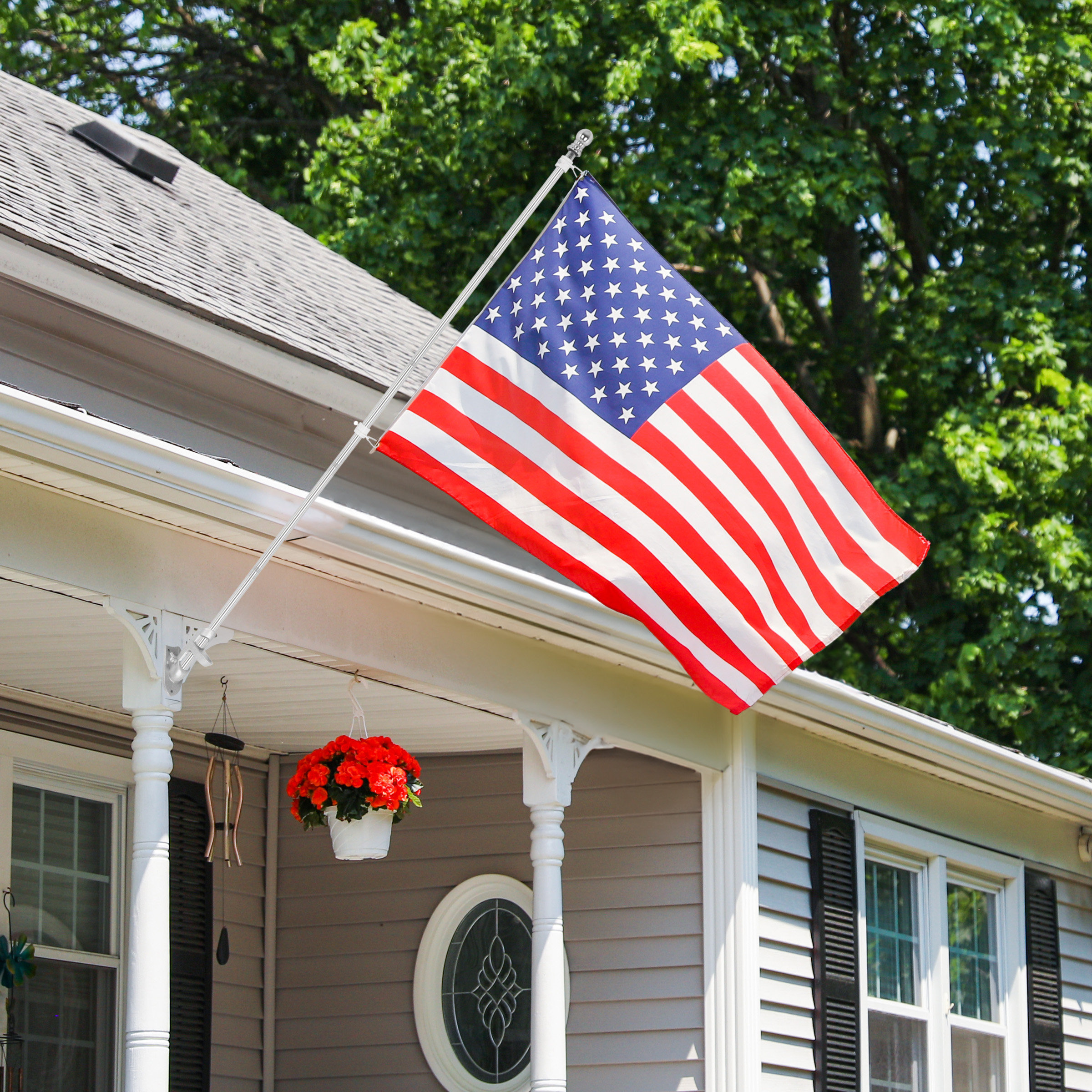 Trinx Palmero 6ft Tangle Free Stainless-Steel Flag Pole Kit with ...