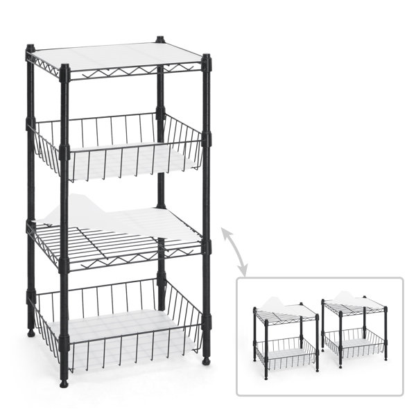 CAPHAUS NSF Adjustable 2 to 4 Tier Stackable Wire Shelving Unit w ...