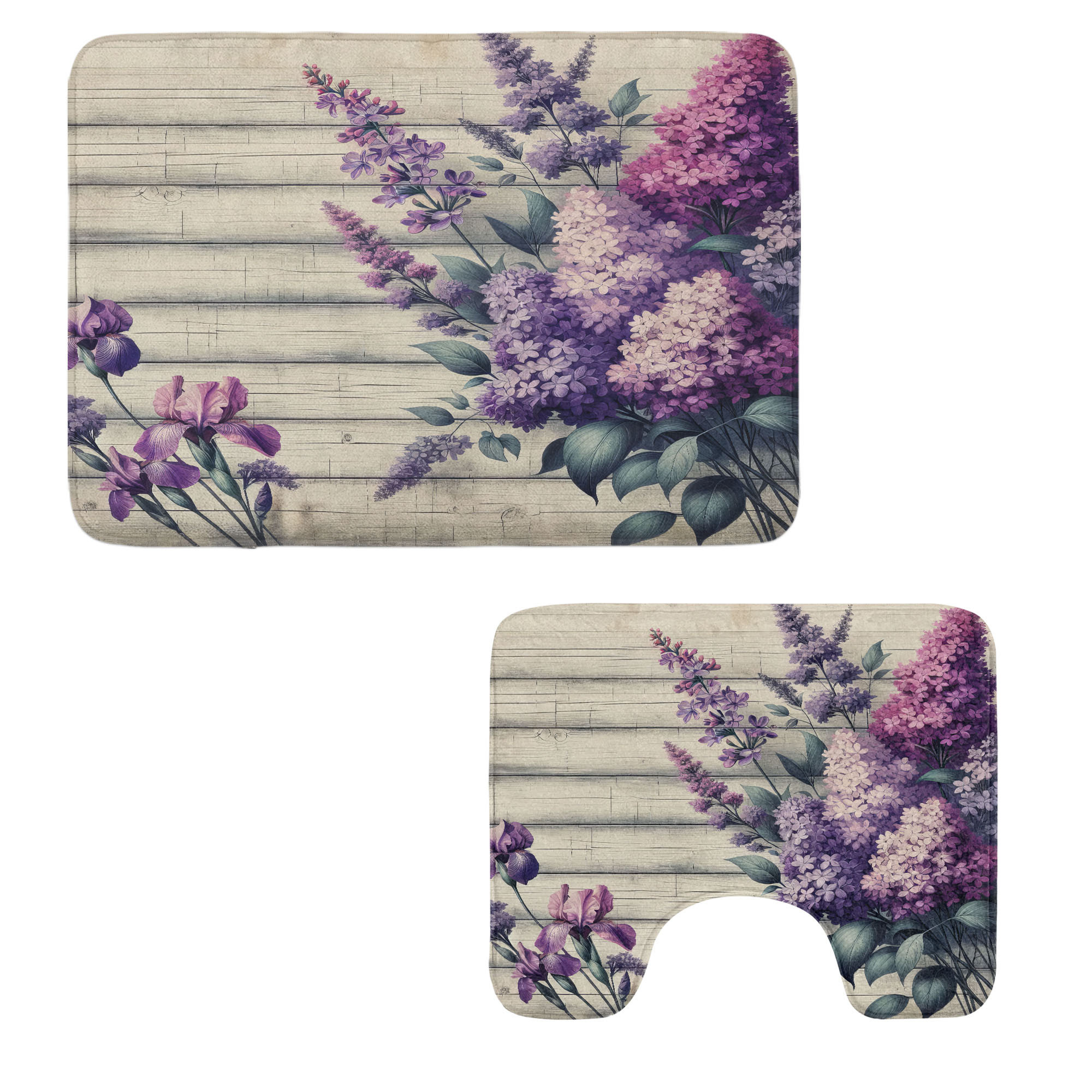 East Urban Home Lavender Bathroom Rug Set 2 Pieces Rectangle & Contour ...