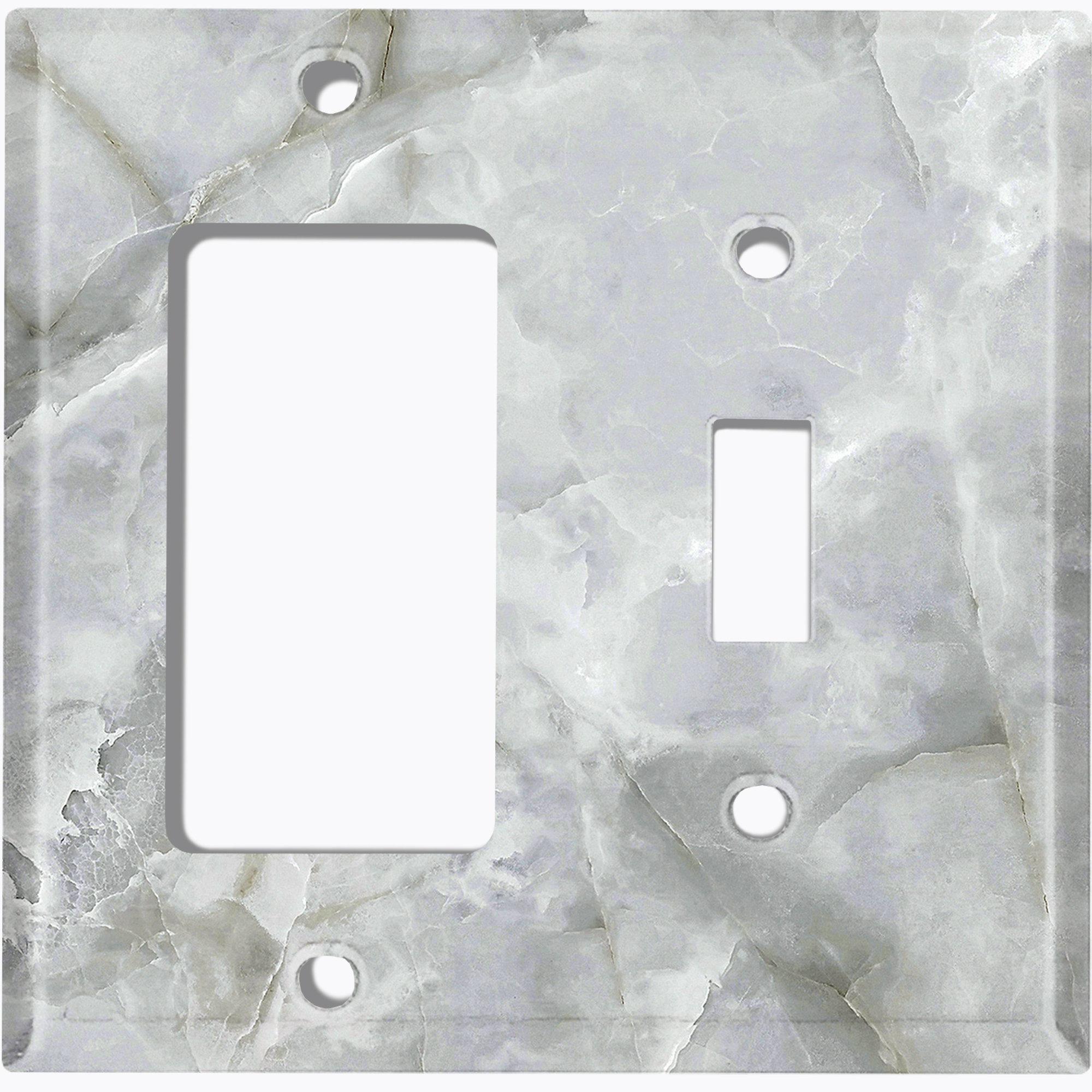 WorldAcc Metal Light Switch Plate Outlet Cover (Marble Grey Print 3 ...