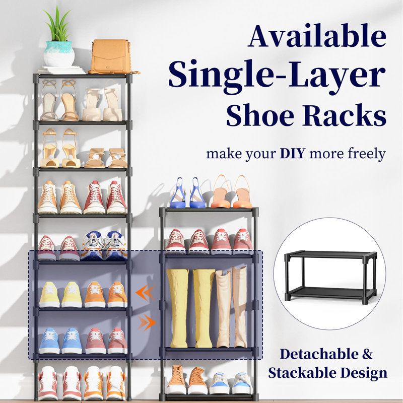 Rebrilliant Stackable Shoe Rack for Closet | Wayfair