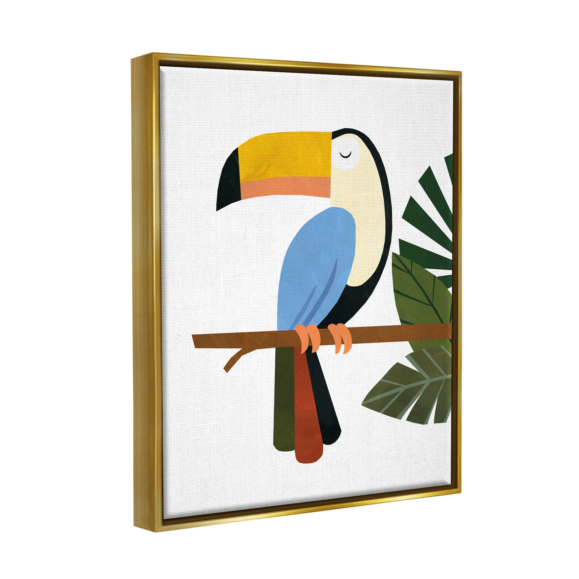 Bayou Breeze Modern Toucan Bird Perched Jungle Framed Floater Canvas ...
