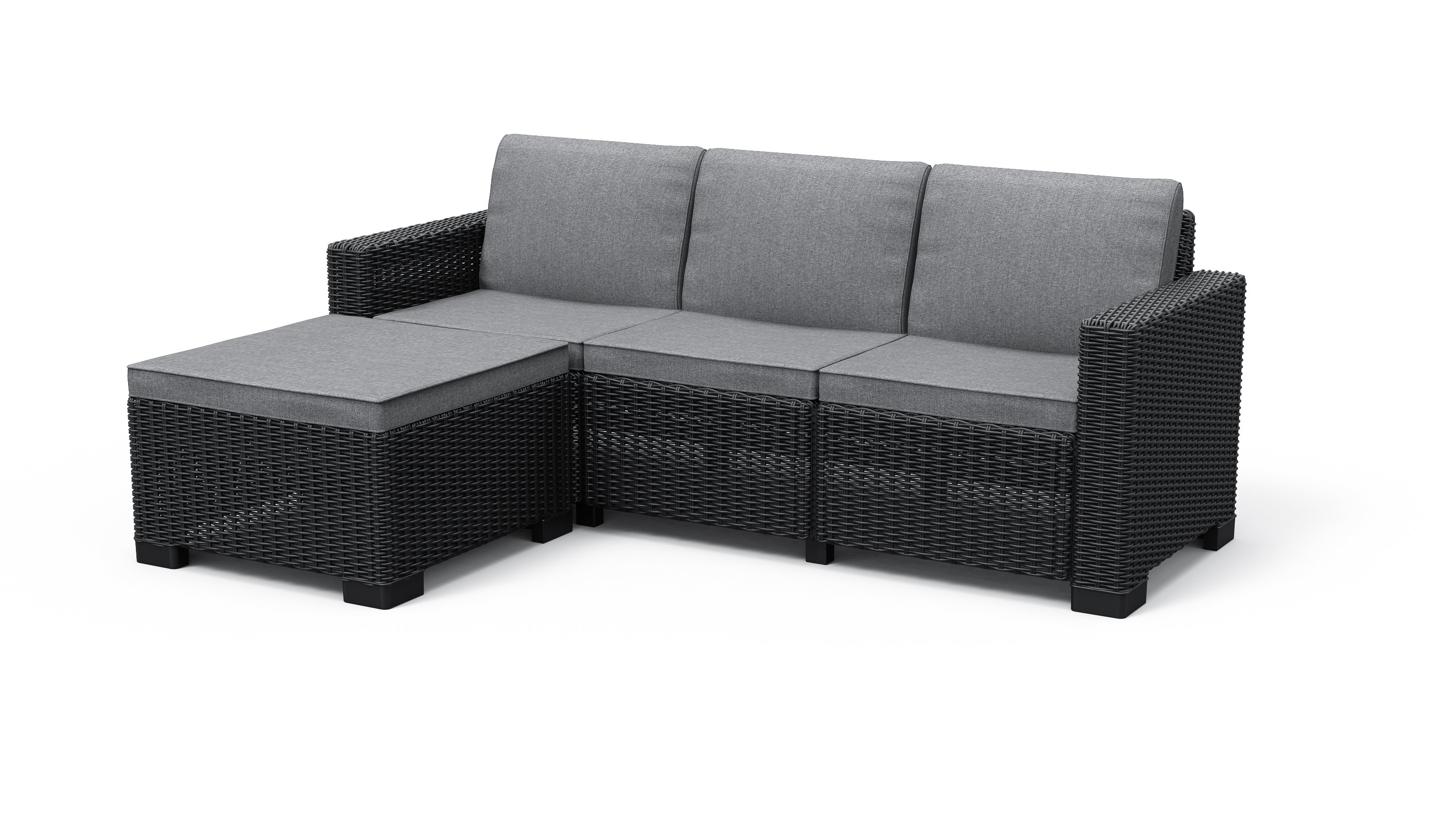Keter California 3 Seater Outdoor Corner Garden Furniture Chaise Longue ...