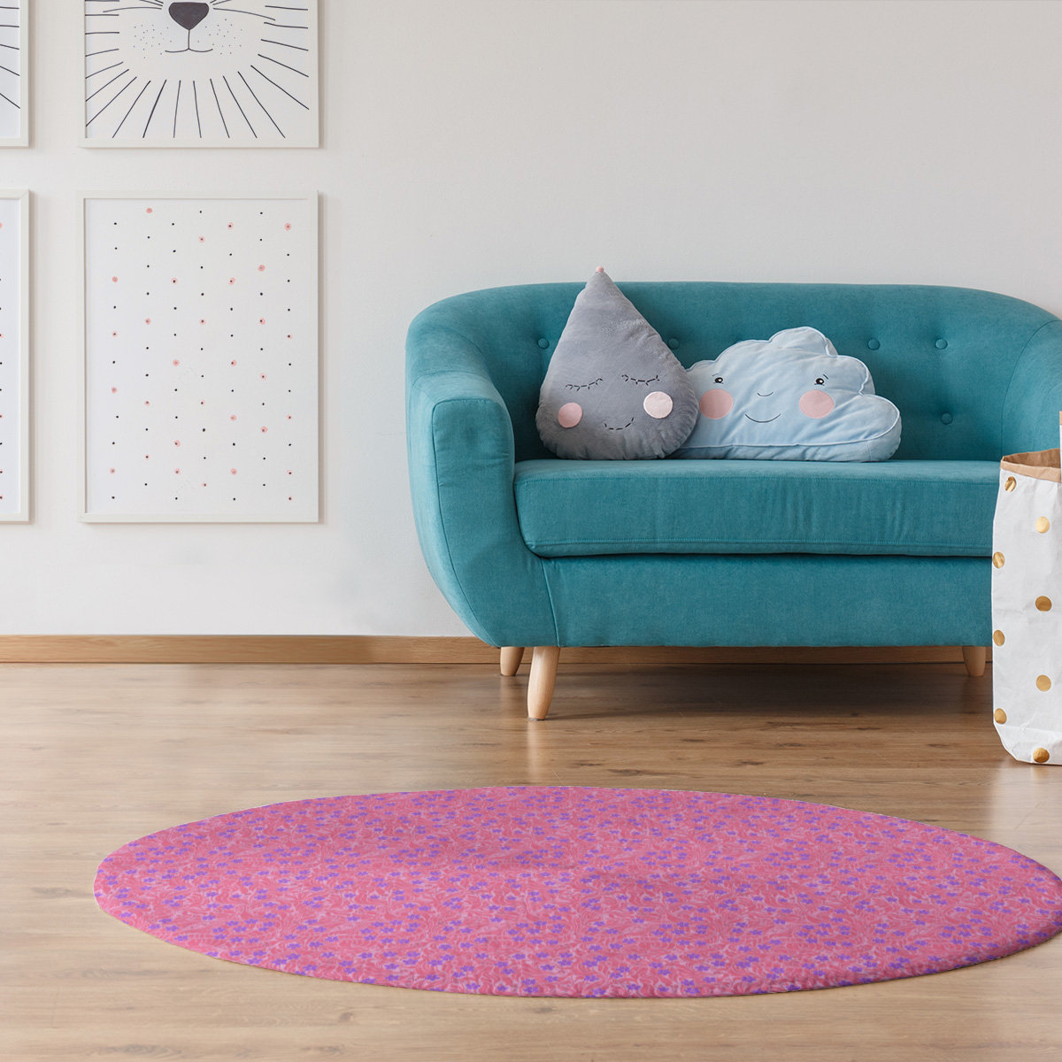 East Urban Home Swirly Floral Pale Violet Red/Purple Area Rug | Wayfair