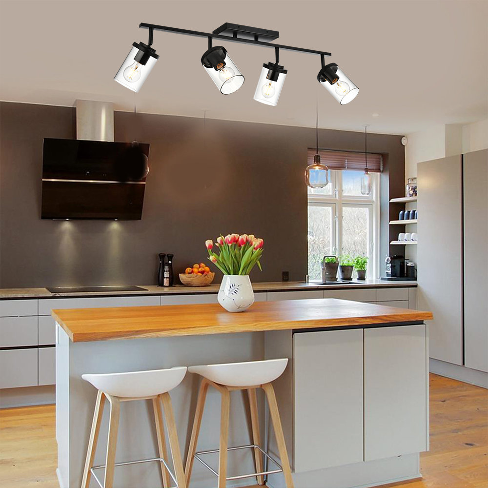 Ebern Designs Ceiling Spotlights Track Lighting Kit 4 Light Bathroom ...