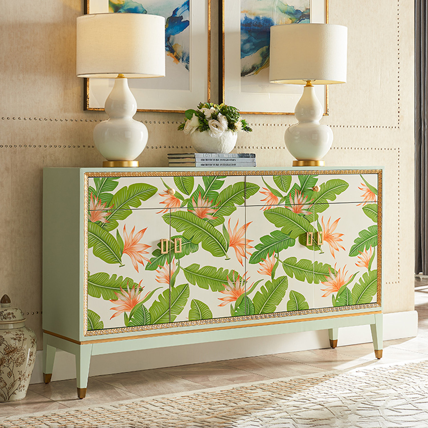 Liu's ink furniture Modern Hand-Painted Sideboard | Wayfair