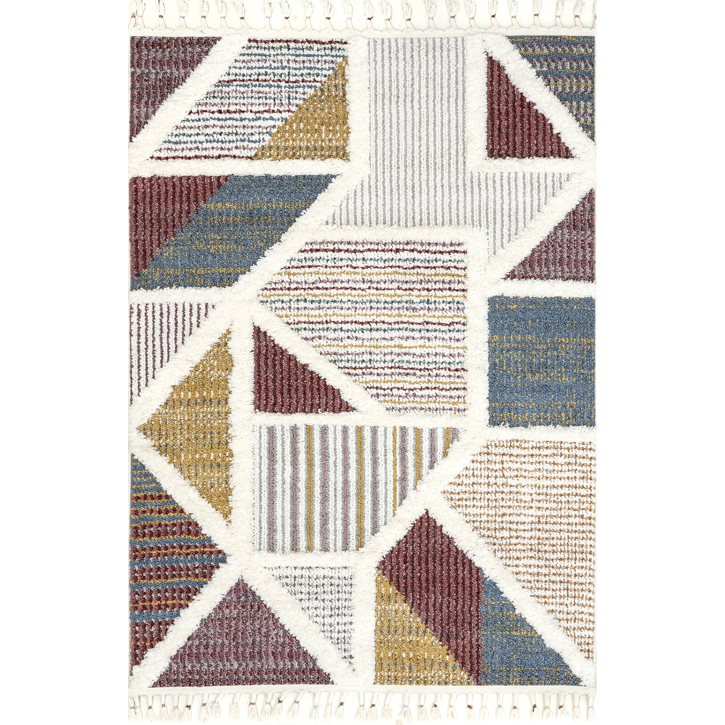 Foundry Select Gillian Mosaic High/Low Kids Tassel Area Rug | Wayfair