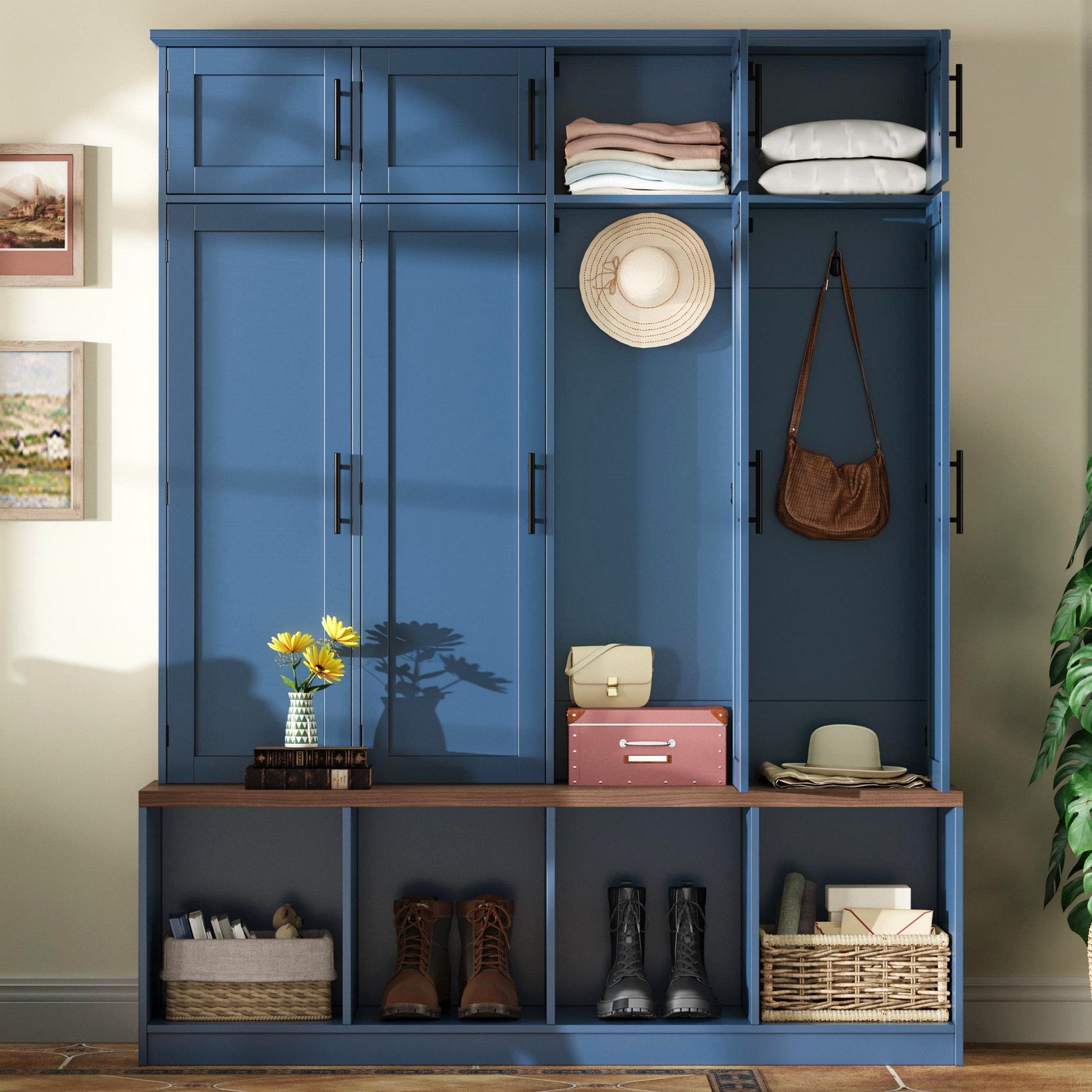 Red Barrel Studio® Hall Tree With 4 Hidden Hanging Hooks, Versatile ...