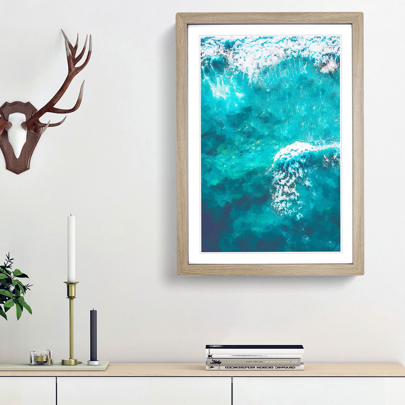East Urban Home Surfing Waves in Abstract - Picture Frame Graphic Art ...