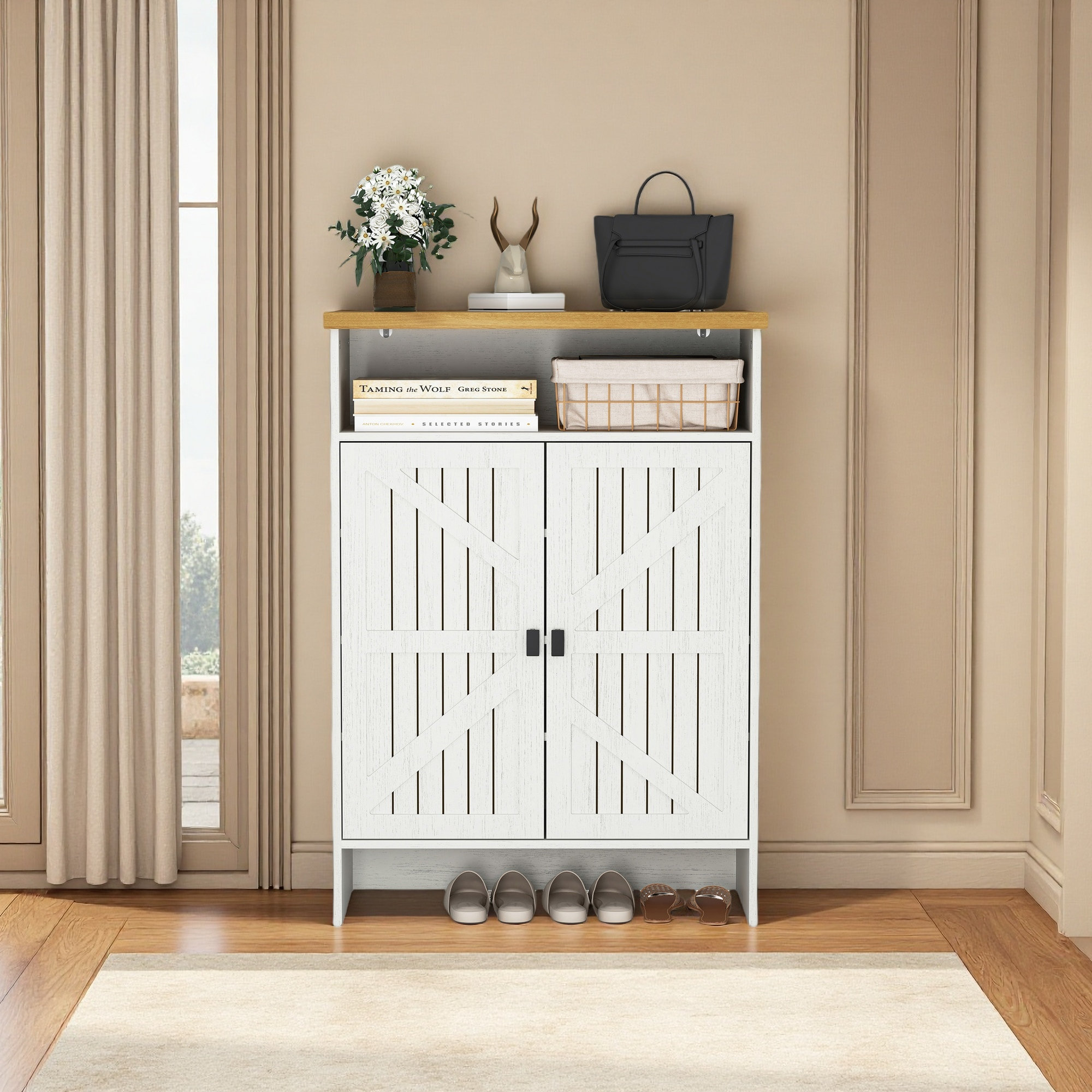 Gracie Oaks Modern Minimalist MDF Shoe Cabinet - The Sliding Door ...