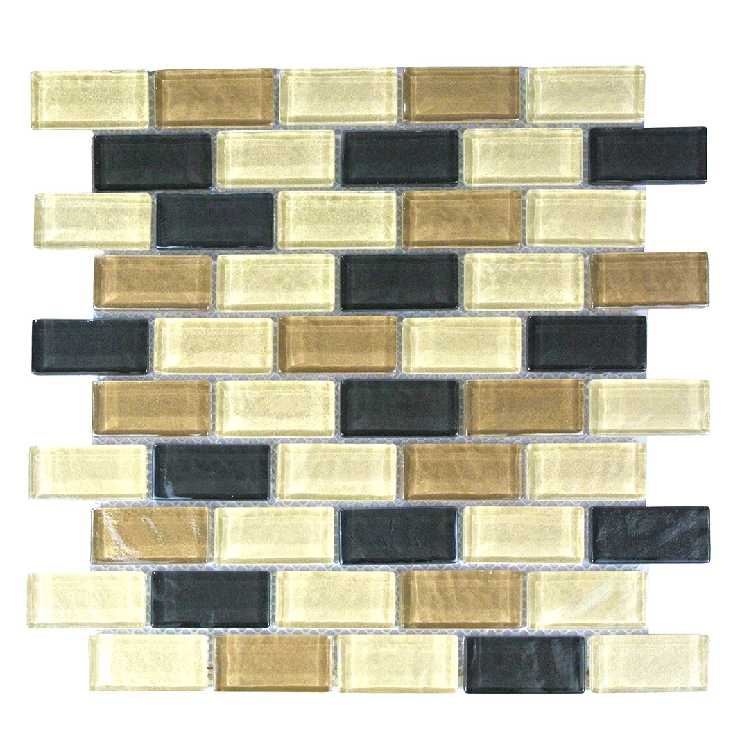 Abolos Geo 1 in. x 2 in. Textured Glass Straight Edge Brick Mosaic Wall ...