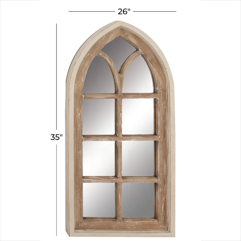 Ophelia & Co. Kandiyohi Wood Arched Distressed Window Pane Brown Wall ...
