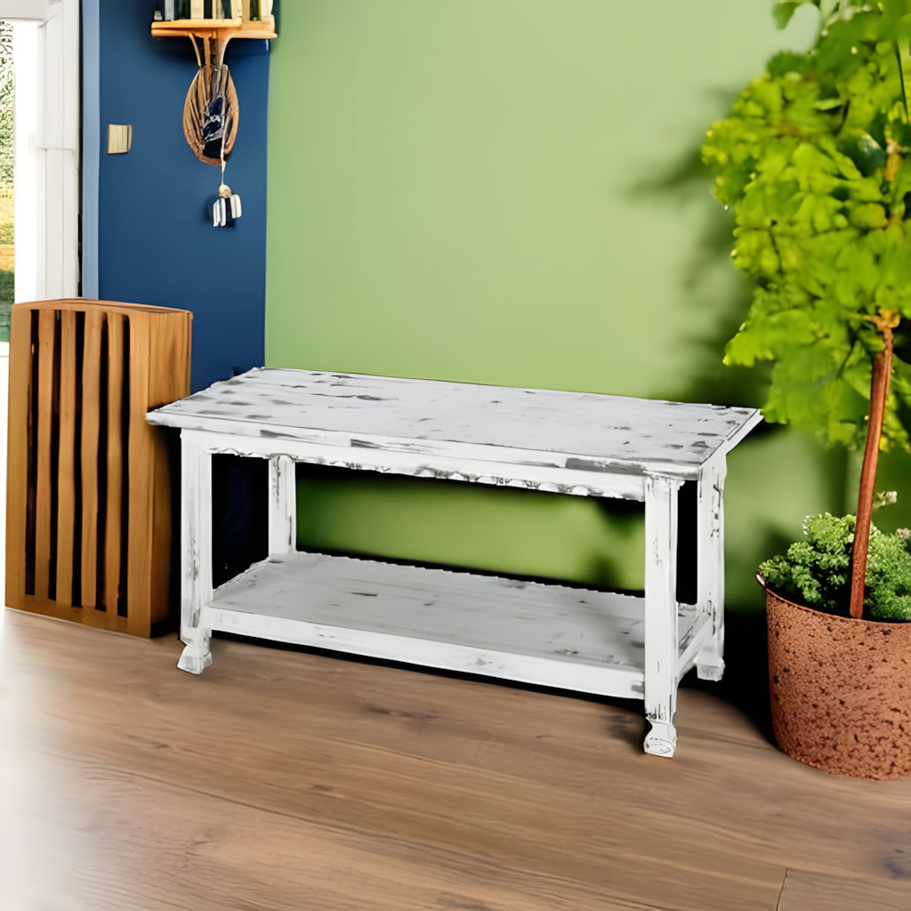 Rosalind Wheeler 36In Antique White Entryway Bench With Storage ...