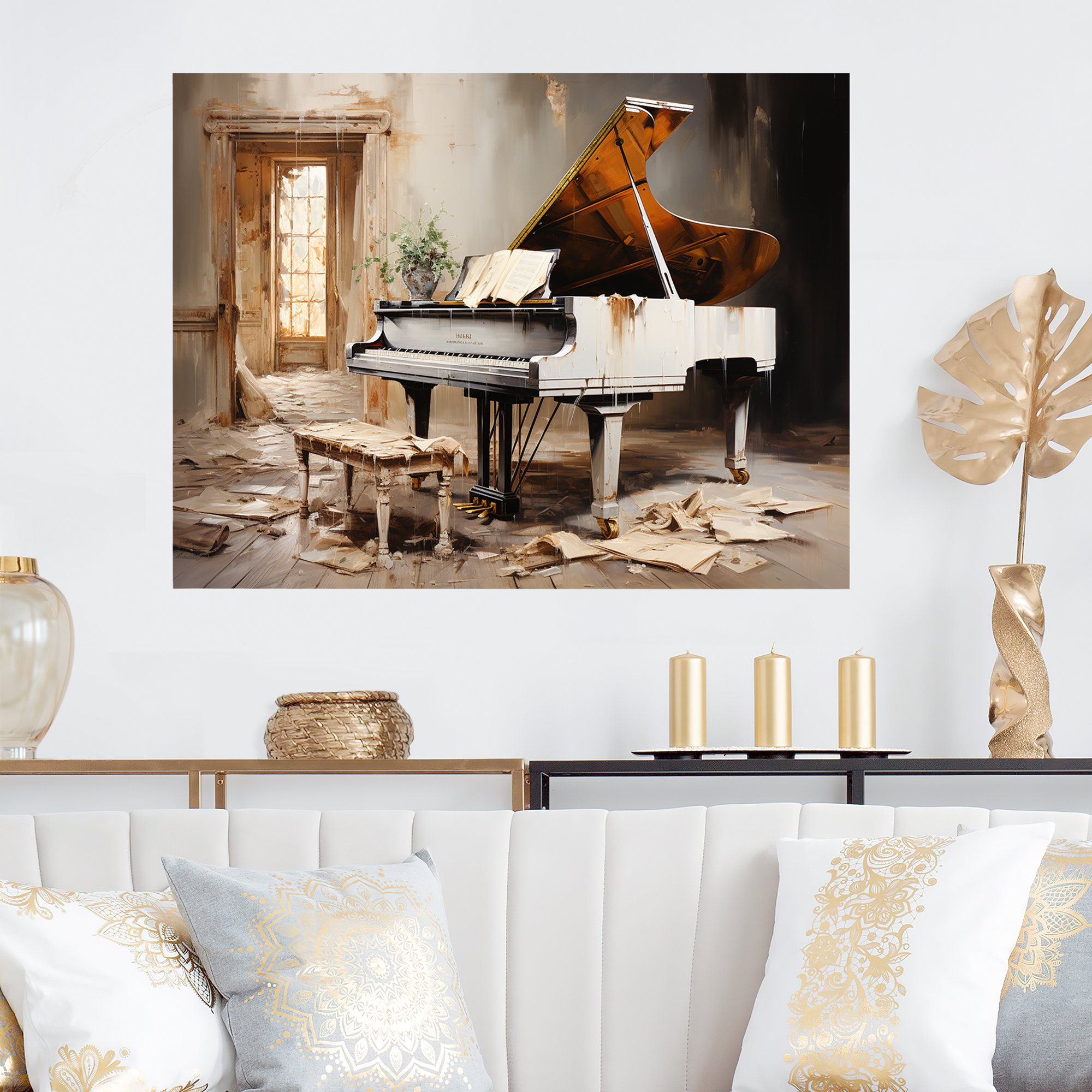 Lark Manor™ Rustic Grand Piano Melody - Piano Metal Wall Art | Wayfair