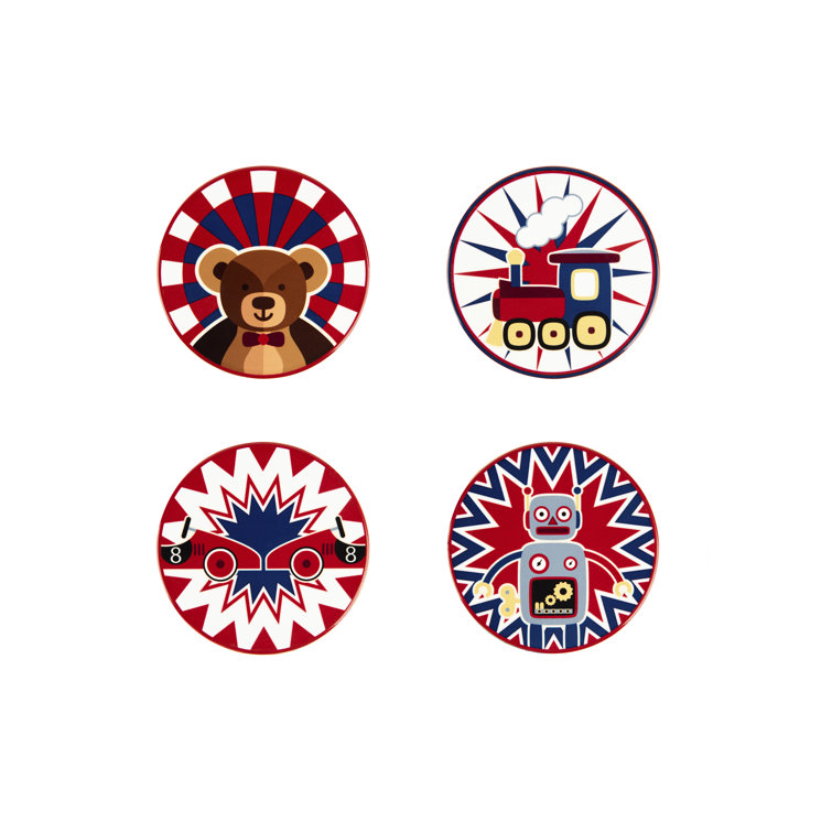 Excelsa Vintage Toys Round 6 Piece Car Coaster Set | Wayfair.co.uk