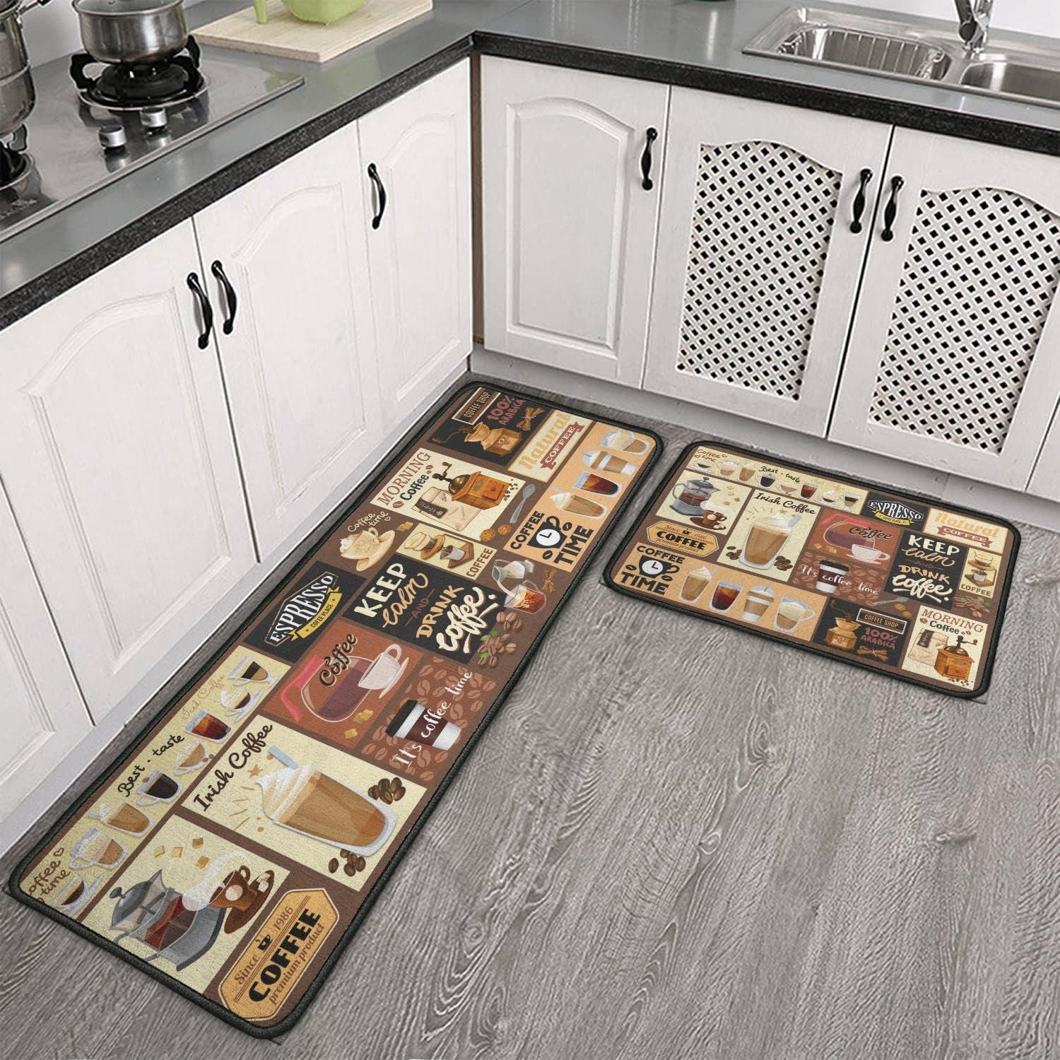 Red Barrel Studio® Coffee Theme Kitchen Rugs And Mats(2 PCS) | Wayfair
