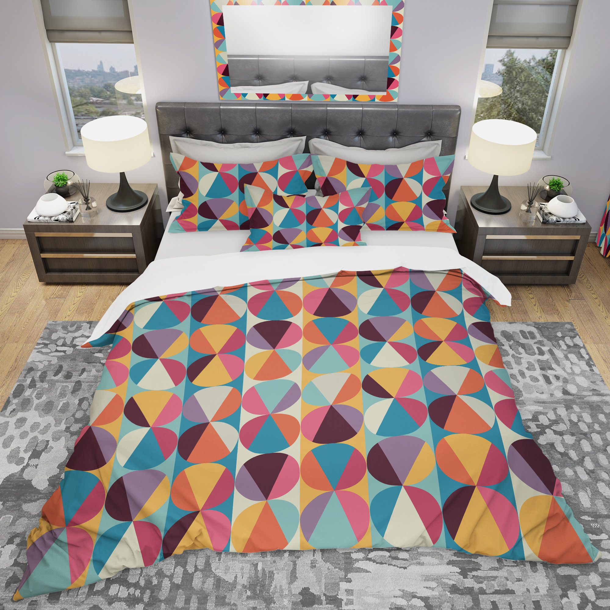 Design Art Circles and Triangles - Modern Contemporary Abstract Duvet ...
