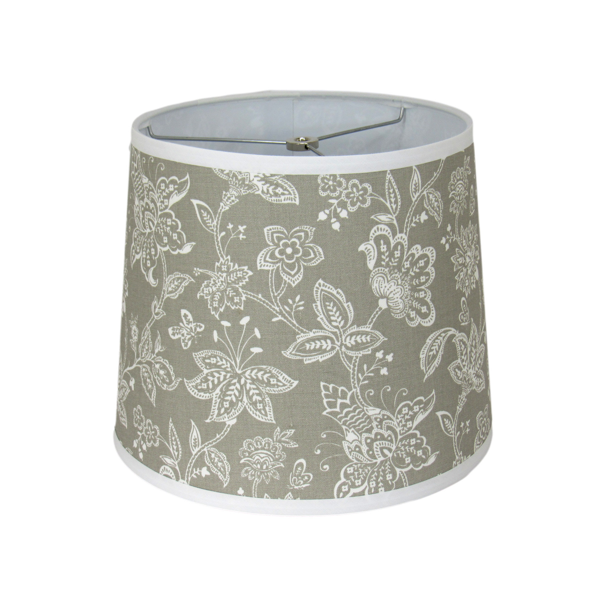 Red Barrel Studio Neutral Floral Drum Lamp Shade – Grey And White ...