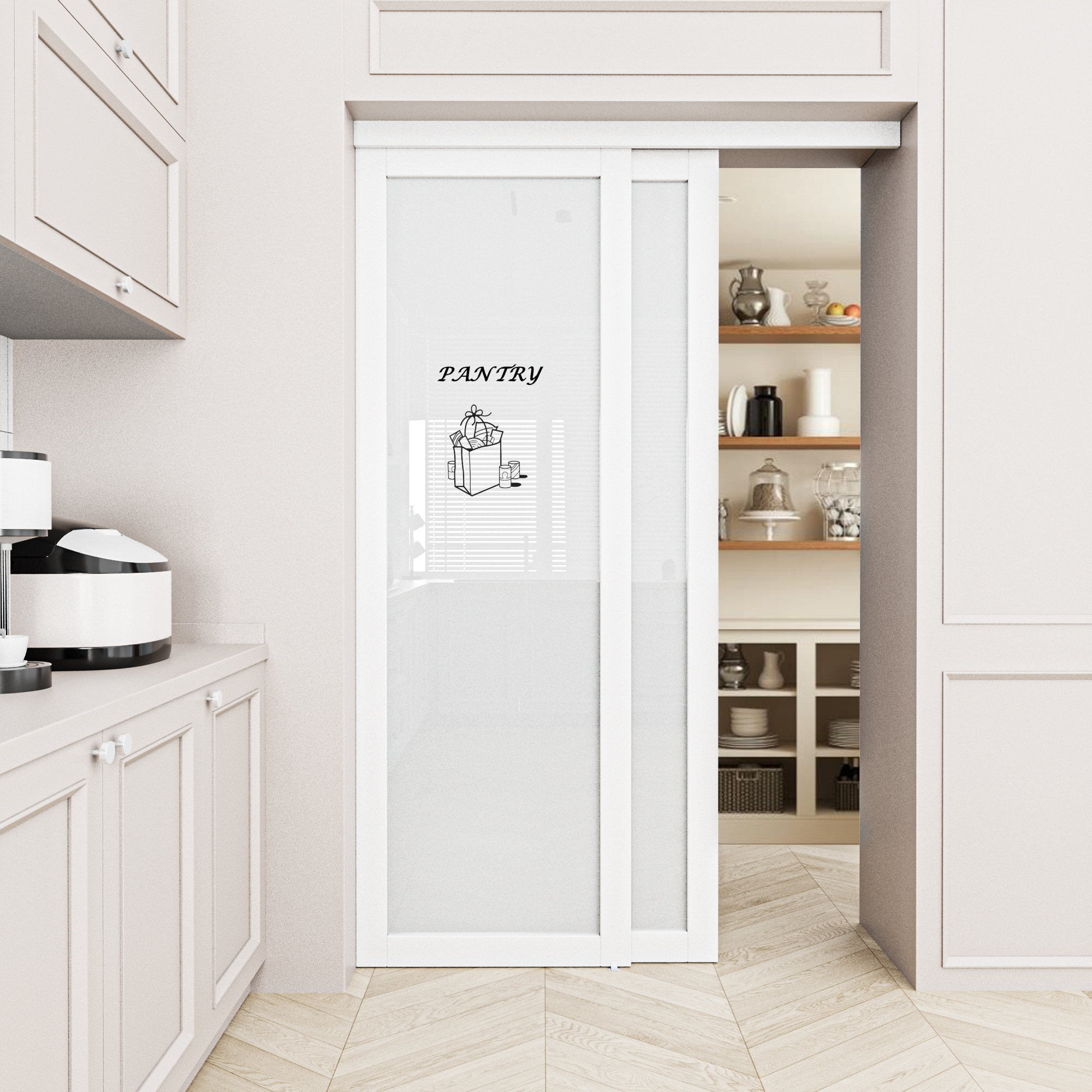Win Stellar 80" Frosted Glass Pantry Door with Hardware Kit - Wayfair ...