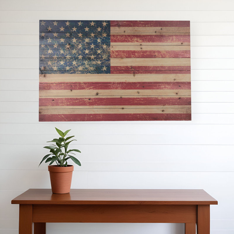 Williston Forge 36" USA Flag Wood Plank Wall Art | Wayfair