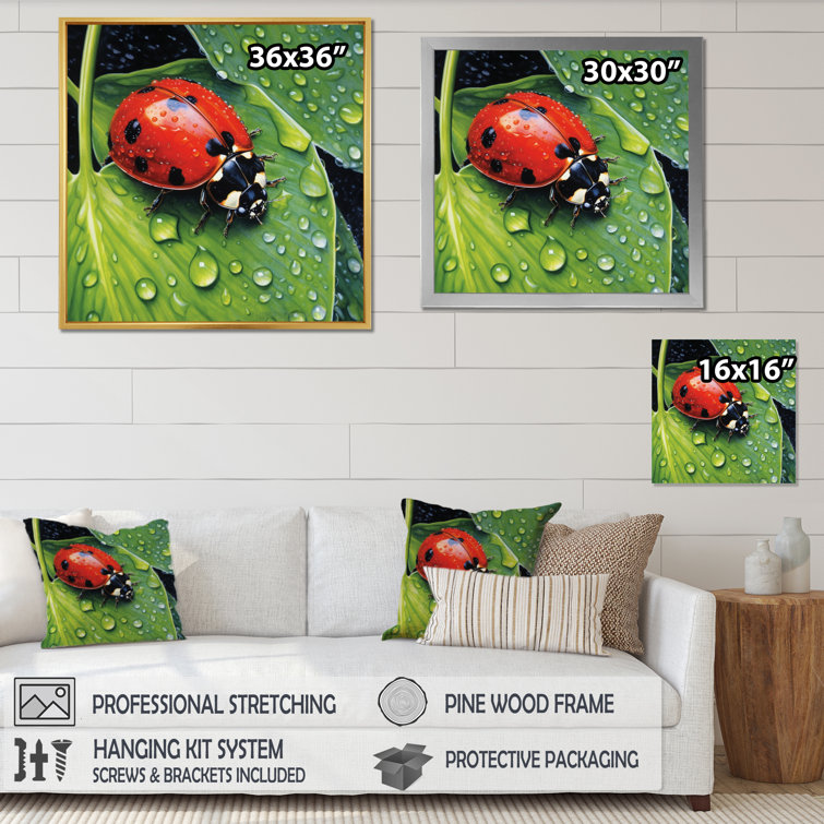 Gracie Oaks Red And Black Ladybugs I On Canvas Print | Wayfair