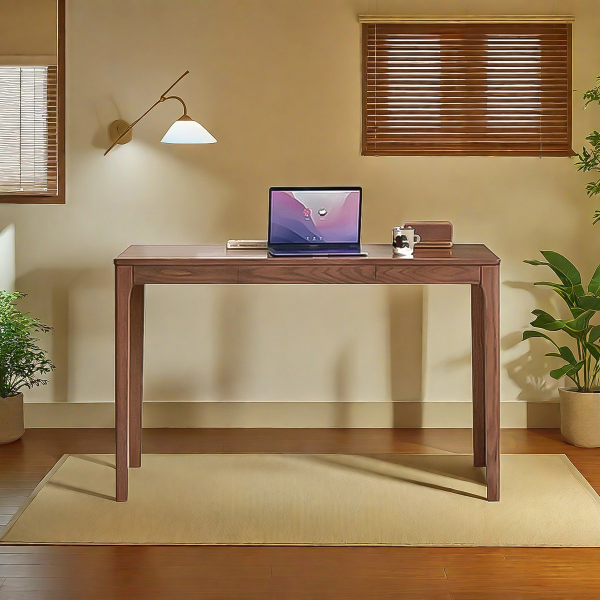 Hokku Designs Simple and Modern Rectangular Solid Wood Desk | Wayfair