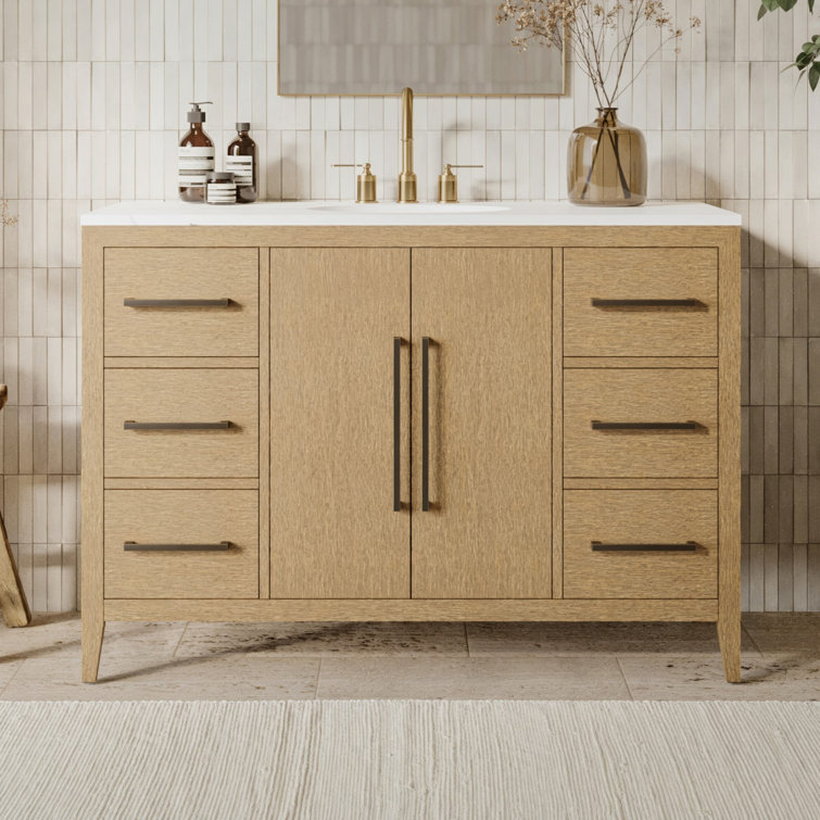 Highbury Furnishings Alsup 54'' Single Bathroom Vanity with Quartz Top ...