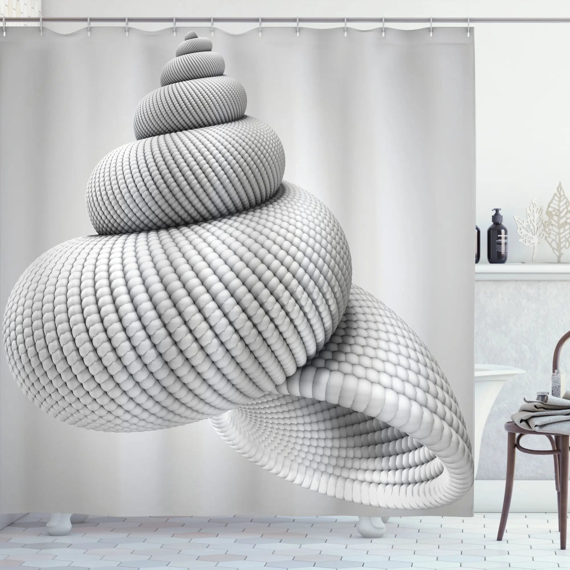 Ambesonne White Shell Shaped Figure Single Shower Curtain | Wayfair
