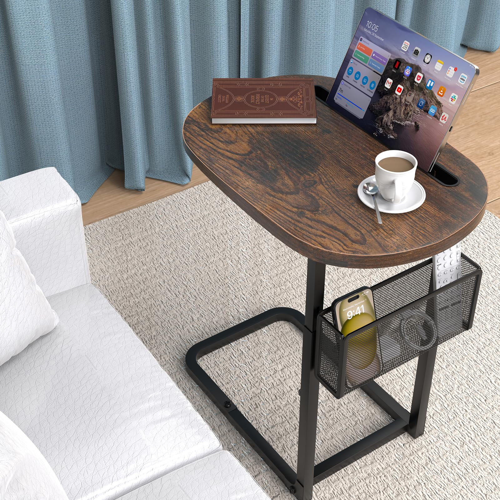 17 Stories Couch Side Table With Large Tabletop, TV Tray Table ...