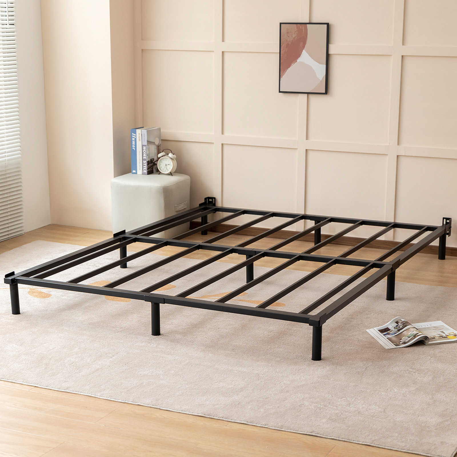 Latitude Run® Stochmal 7'' Expandable Steel Bed Frame Noiseless Tool ...