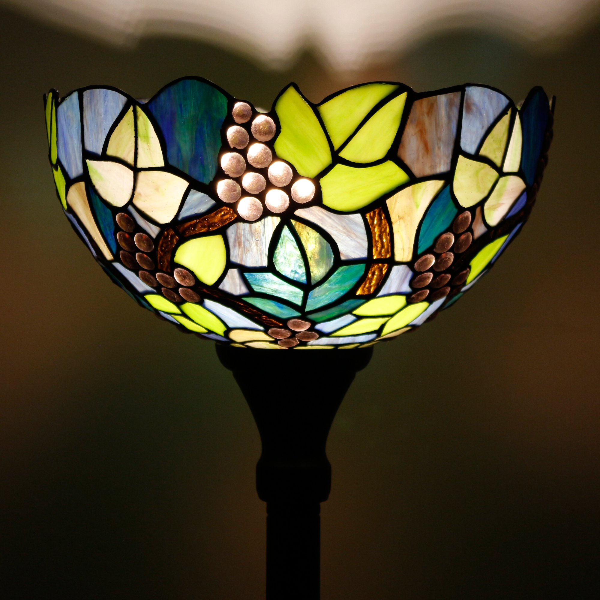 Astoria Grand Longford Floor Lamp Torchiere Stained Glass Torch Lamp ...