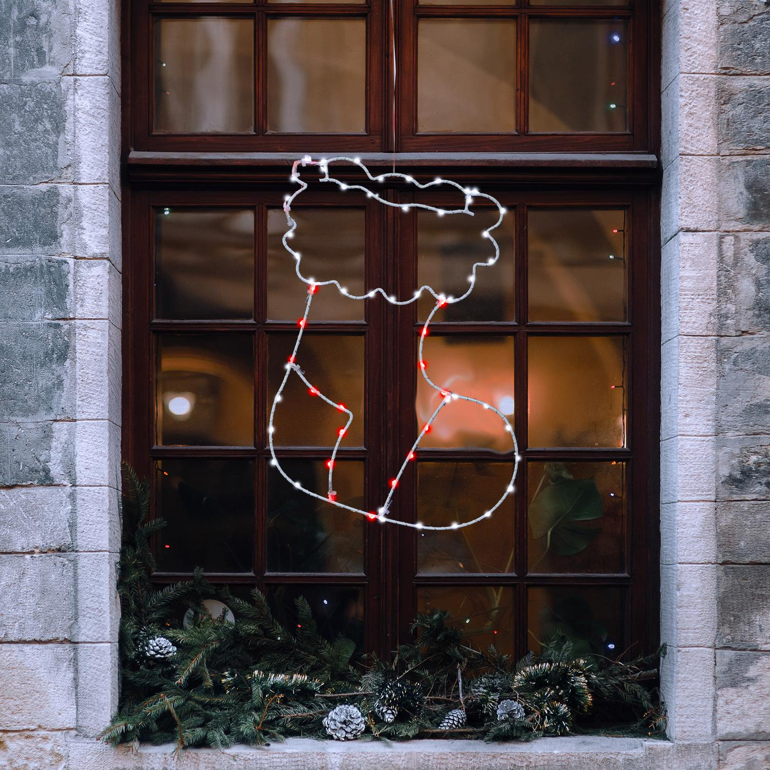 The Holiday Aisle® LED Red/White Stocking Silhouette 15 in. Hanging ...