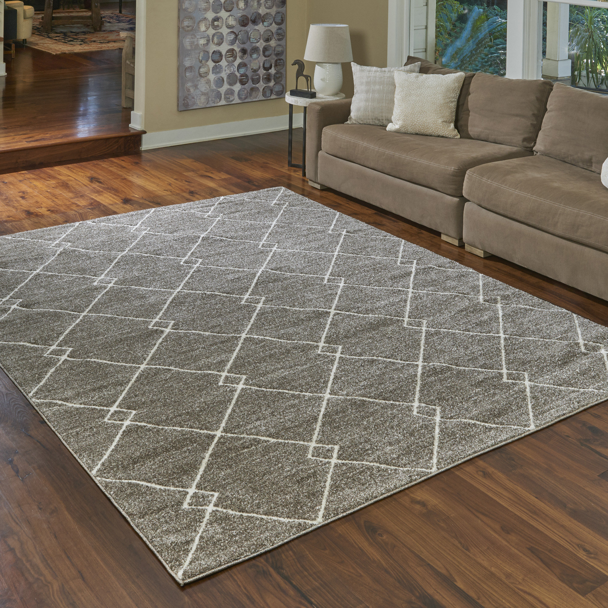 Gertmenian Modern Geometric Chain-link Rectangle Gray/Ivory Indoor Area ...