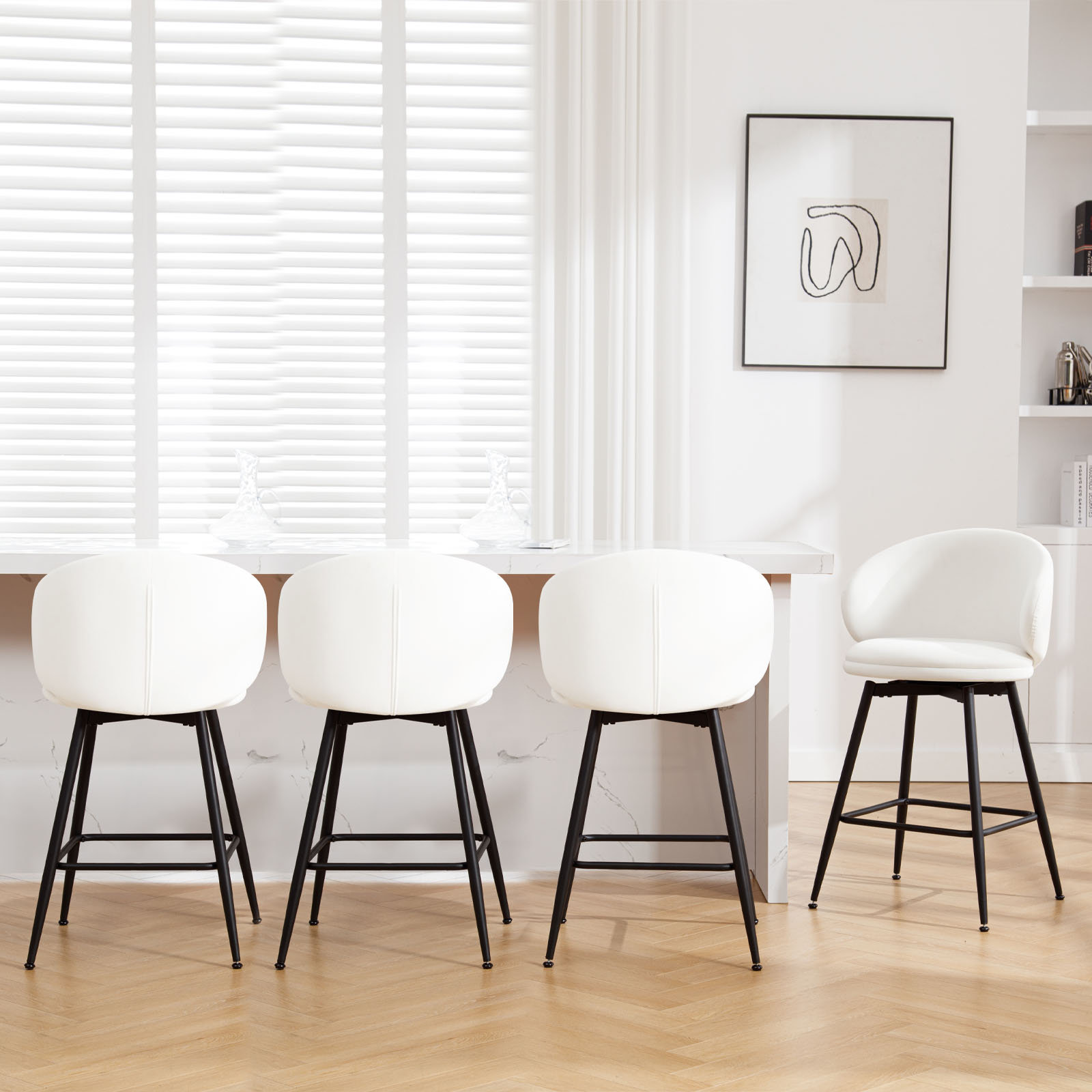 Corrigan Studio® 25" Swivel Upholstered Counter Height Bar Stools | Wayfair