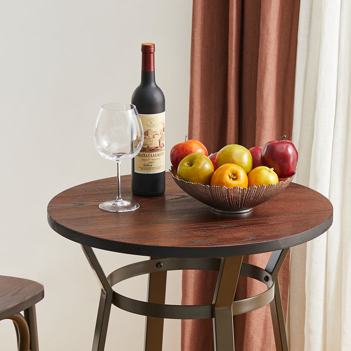 Williston Forge Overstreet Round Solid Wood Top Metal Base Dining Table ...