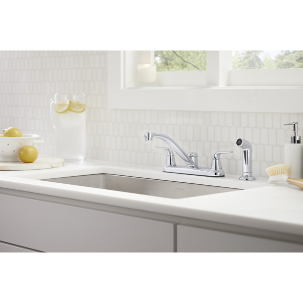 Kohler Double Handle Kitchen Faucet with Side Spray | Wayfair