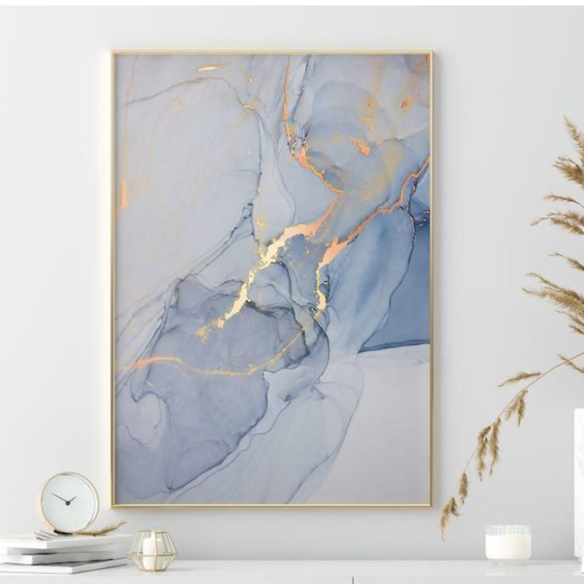 Mercer41 Shades Of Blue Abstract Poster Canvas | Wayfair