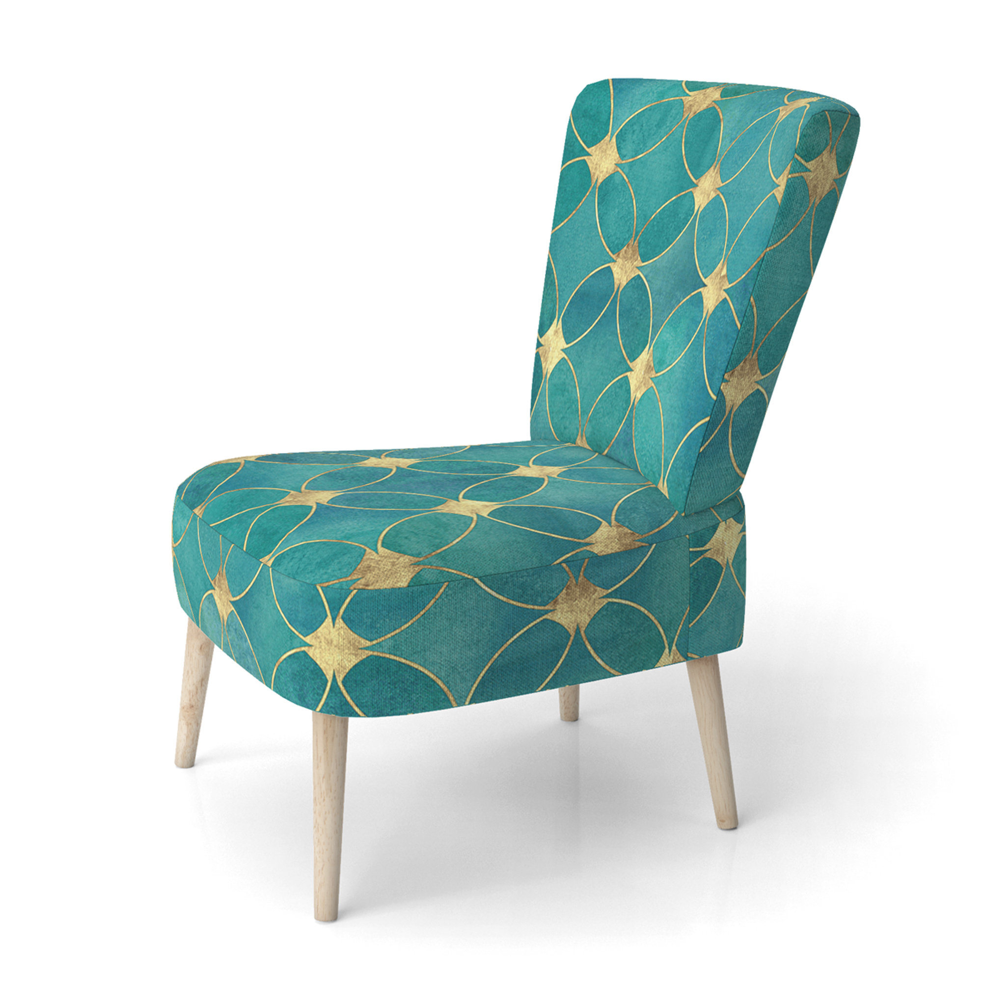Orren Ellis Turquoise And Gold Glitter - Upholstered Patterned Accent ...
